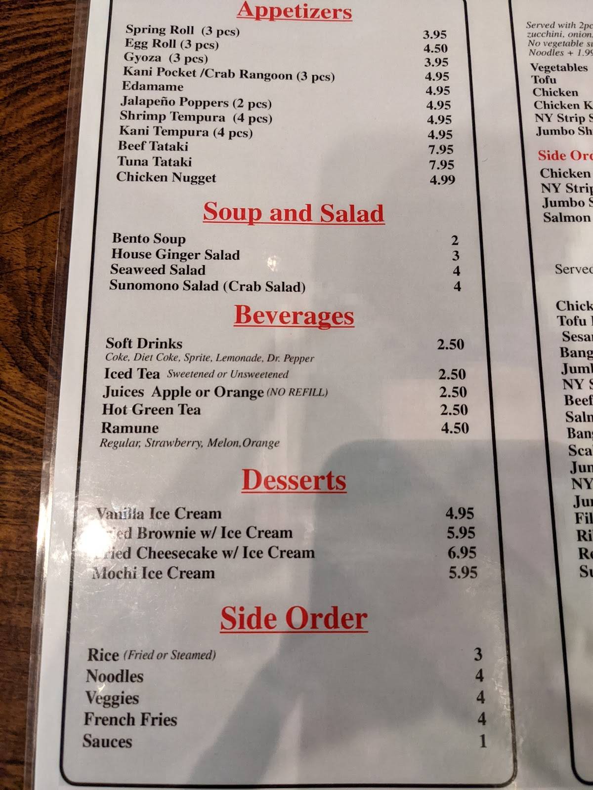 Menu at Konnichiwa of Lexington, SC restaurant, Lexington
