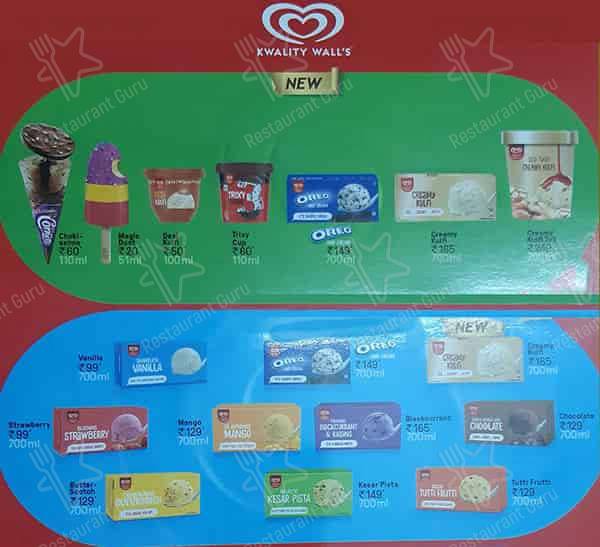 Menu at Kwality Wall’s Frozen Dessert and Ice Cream Shop, Puducherry, 185