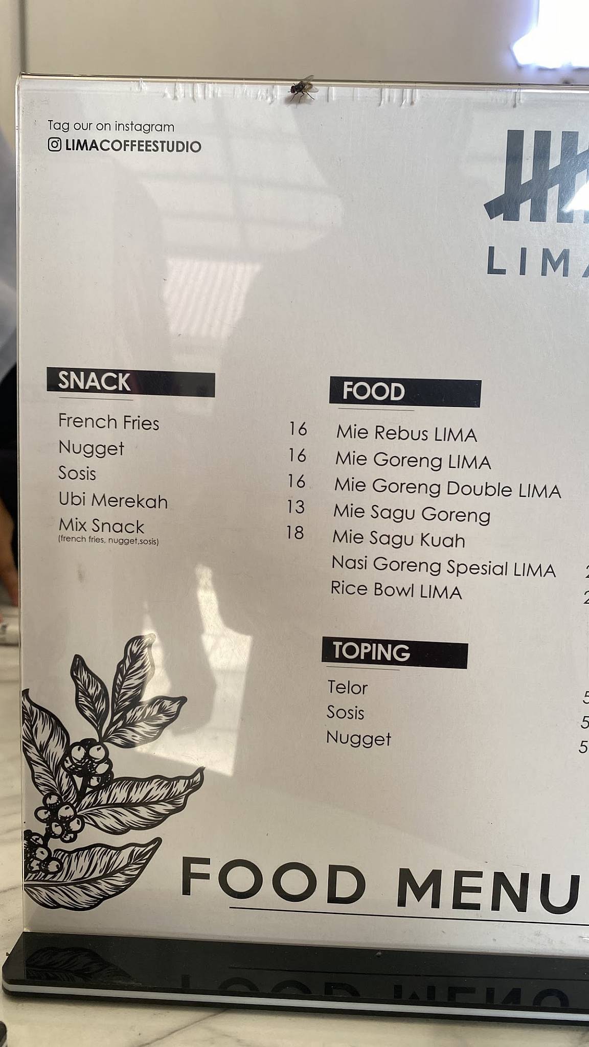 Menu at LIMA COFFEE & STUDIO, Pekanbaru