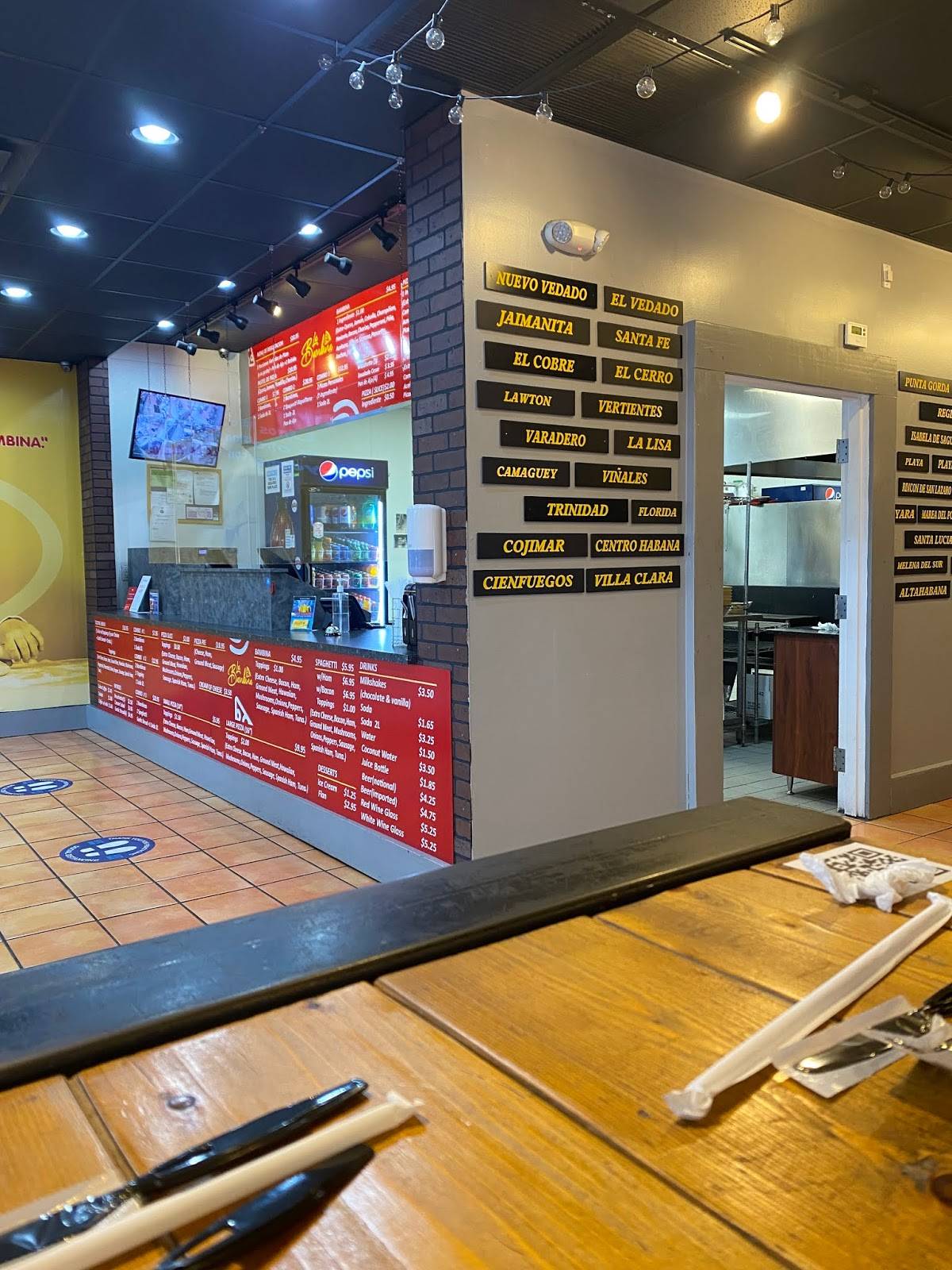 Carta de pizzería La Bambina Pizza, Hialeah