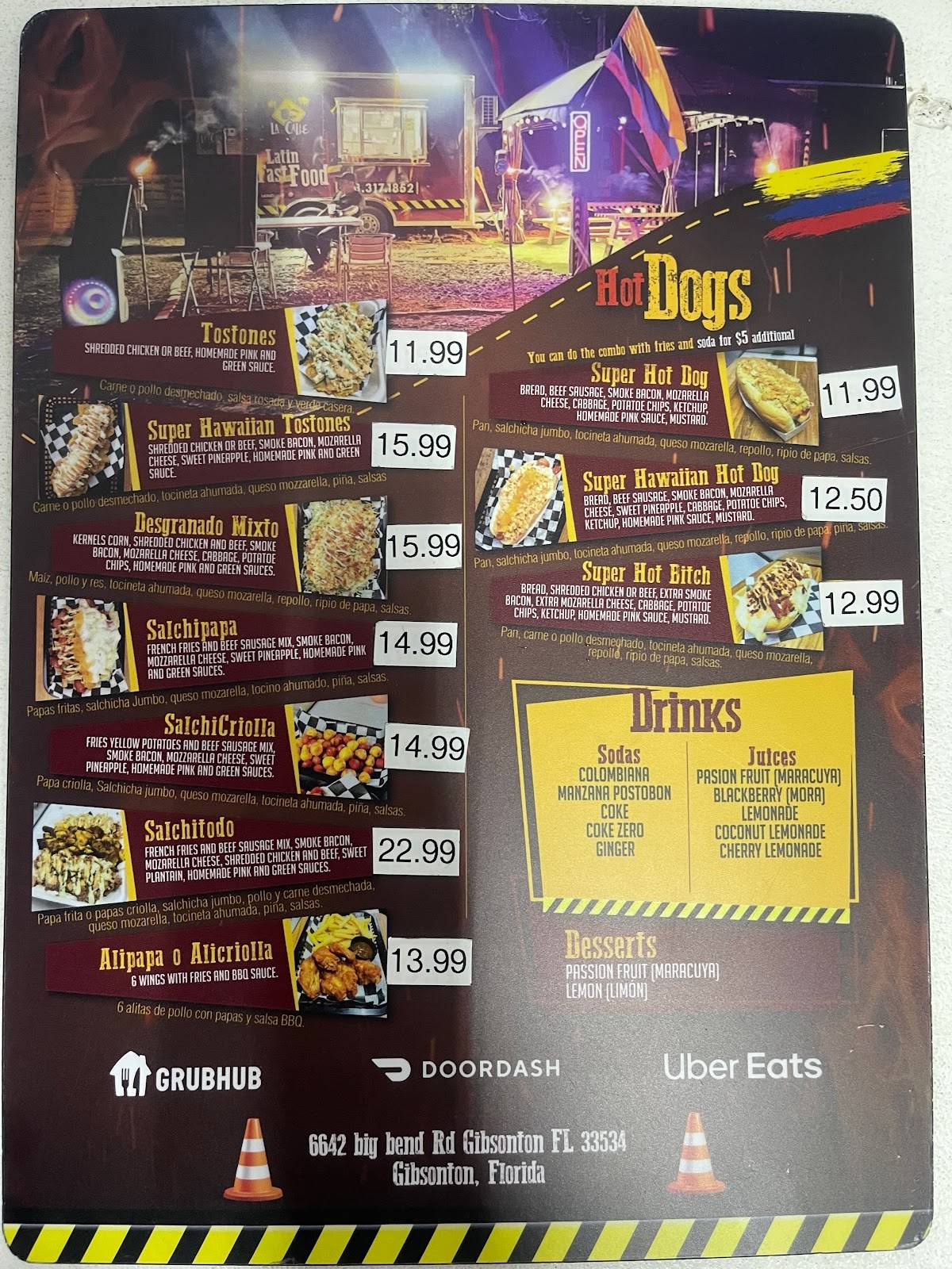 Carta de La Calle Latin Fast Food, Riverview