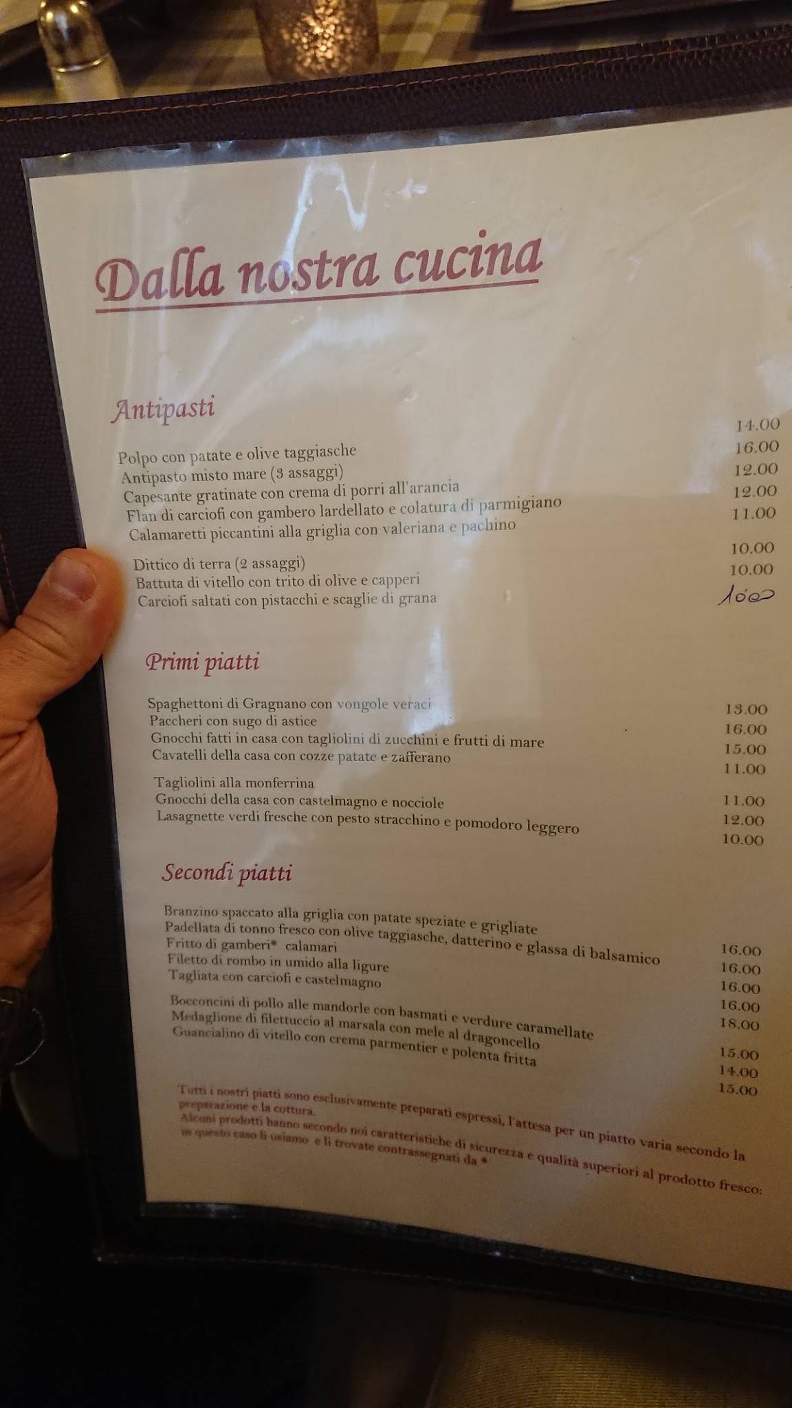 Menu da La Stadera ristorante con griglia, Torino