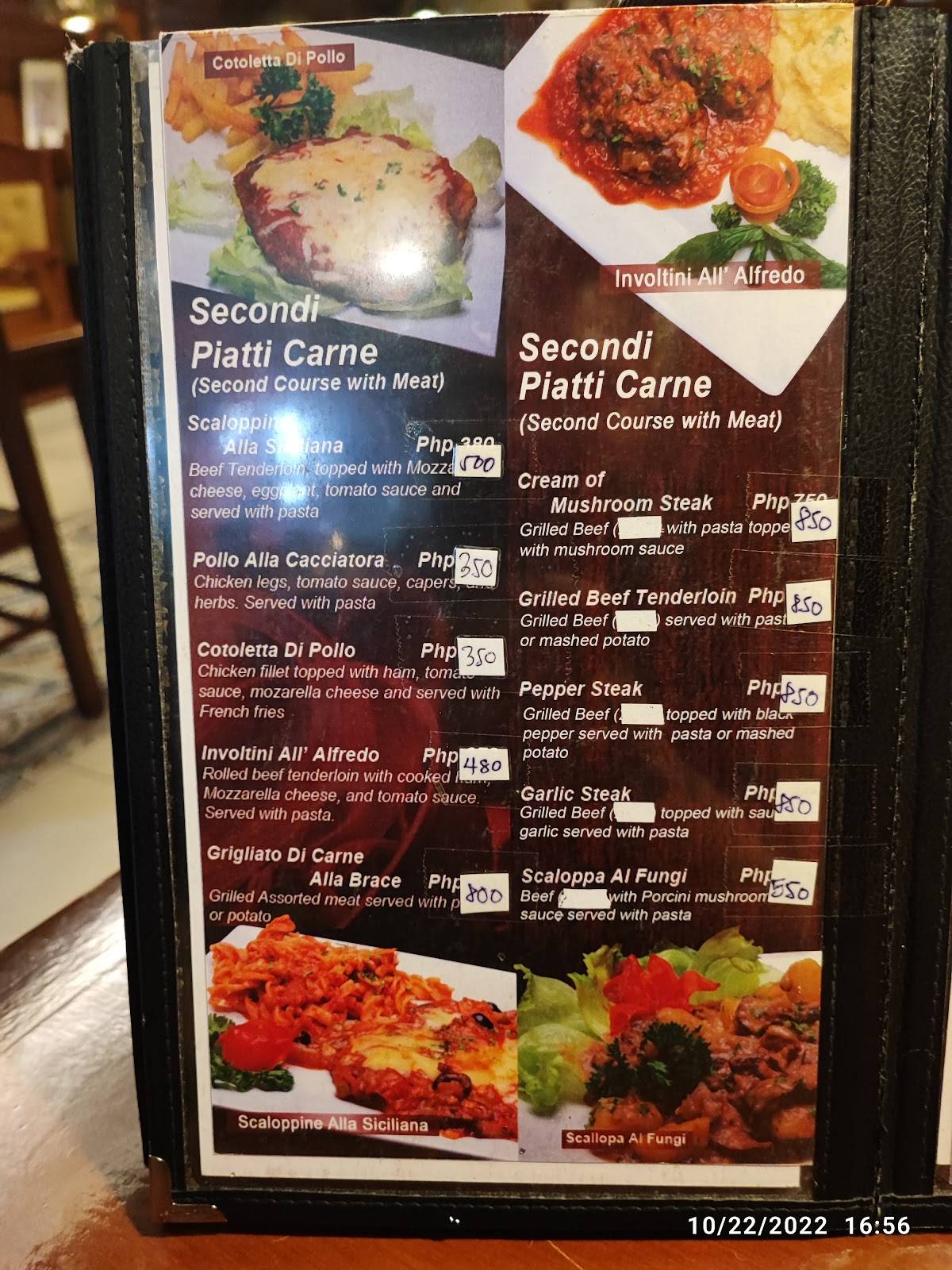 Menu at La Tegola restaurant, Cebu City, ayala center cebu