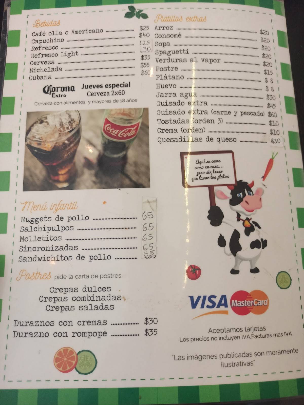 Carta del restaurante La Vache, Ciudad del México, Av. Wilfrido Massieu 394