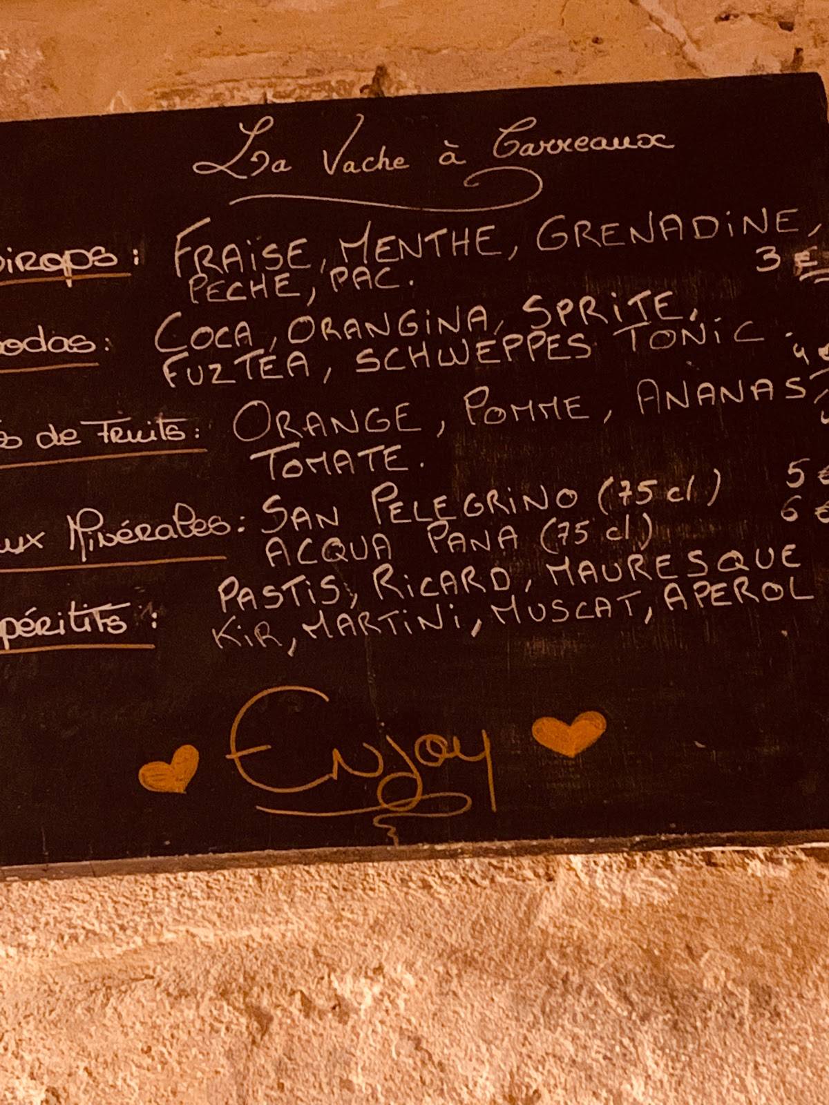 Menu at La Vache à Carreaux restaurant, Avignon, 14 Rue de la Peyrolerie