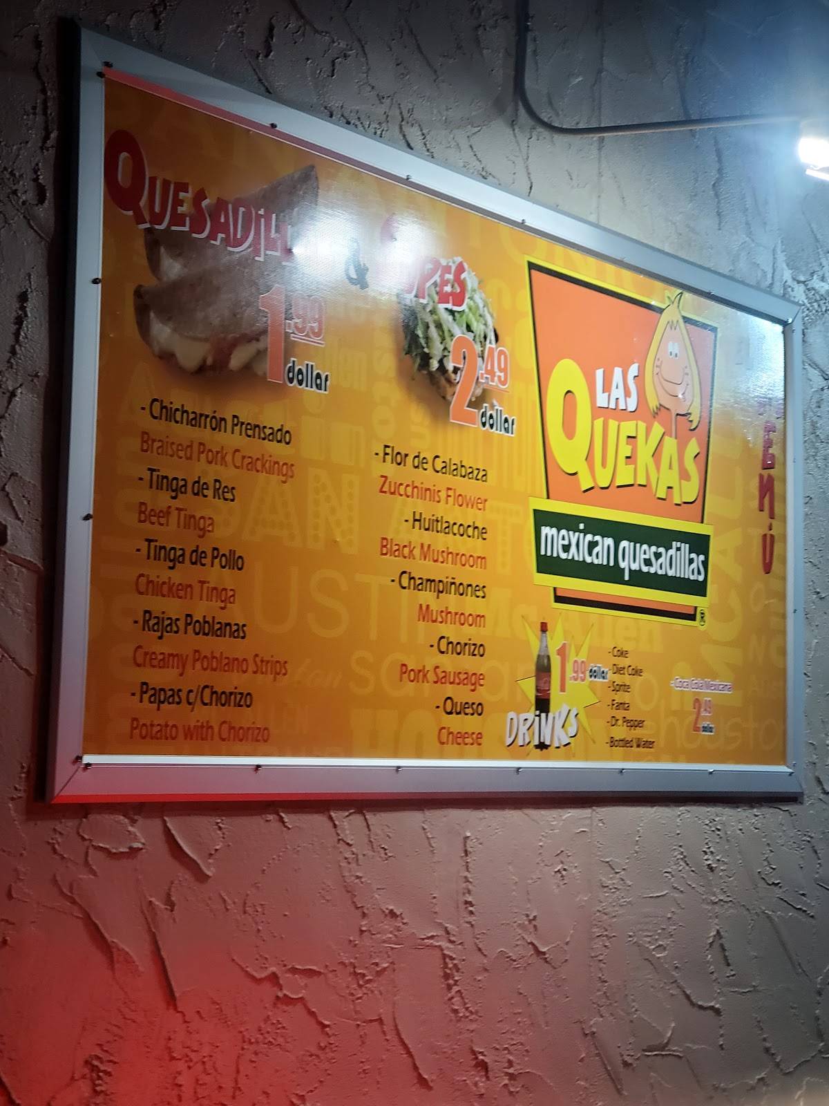 Menu at Las Quekas Military restaurant, San Antonio