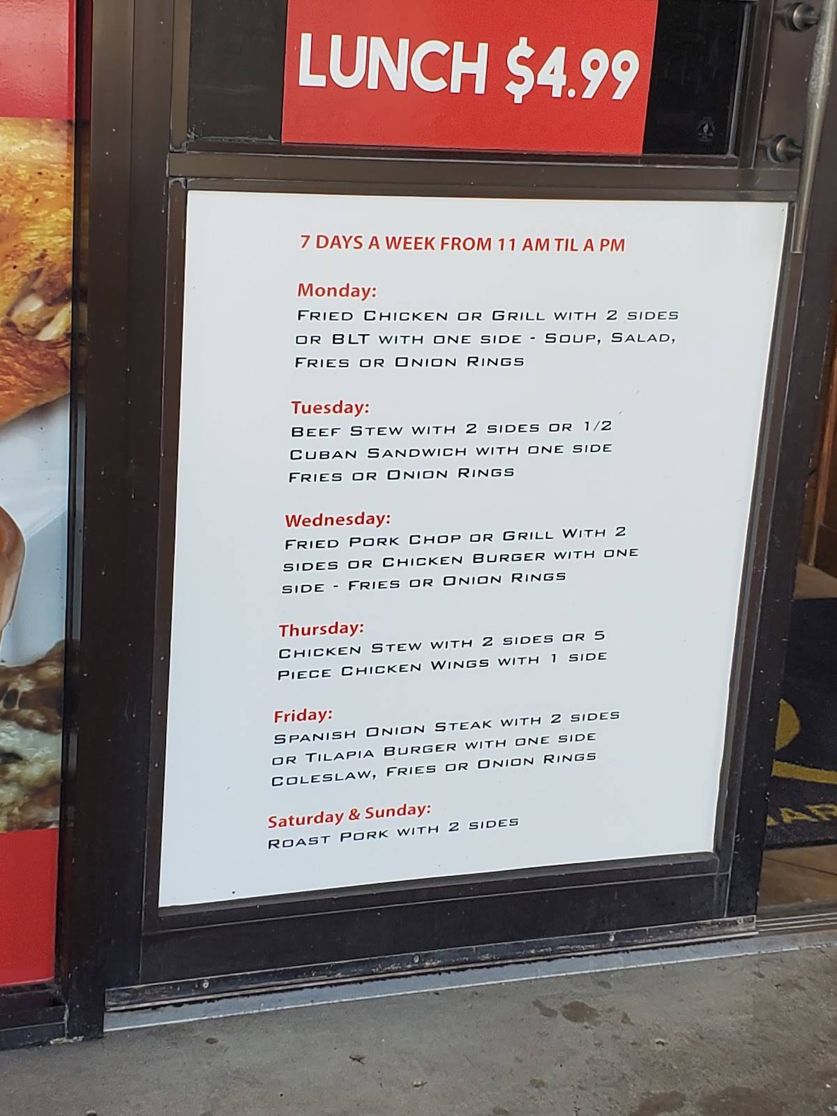 Menu at Latin Quarters restaurant, Sarasota