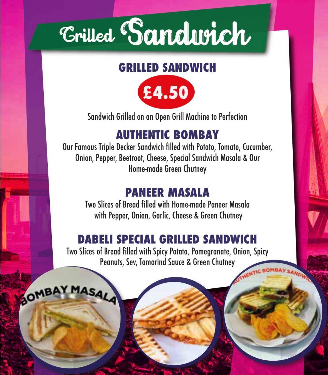 Menu at Mumbai Sandwich Station restaurant, Leicester