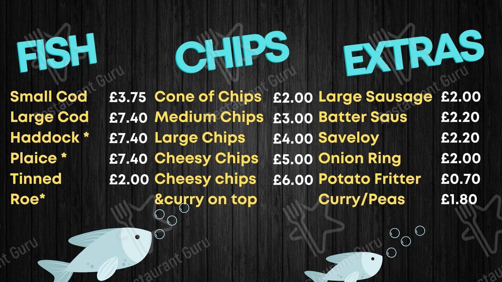 Menu at Leominster Fish Bar, Leominster