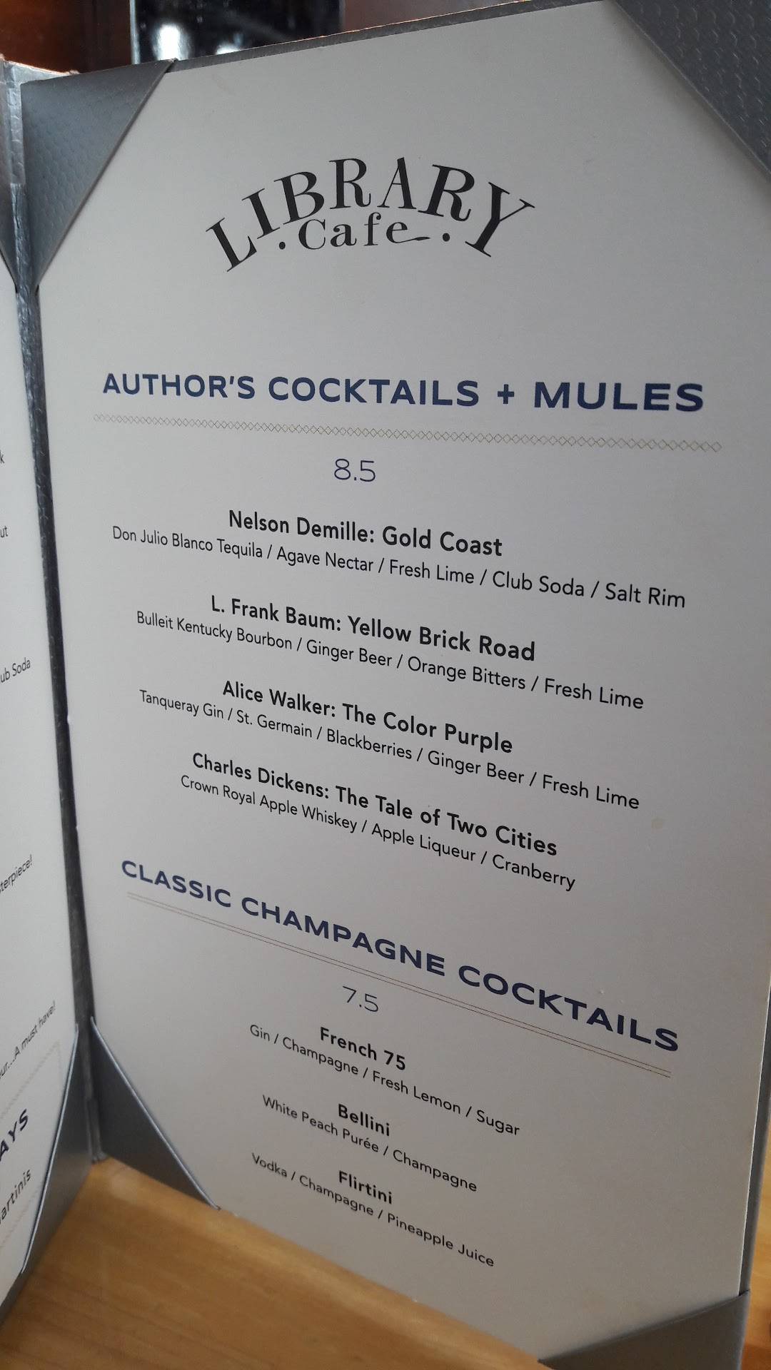 Menu at Library Café pub & bar, Farmingdale