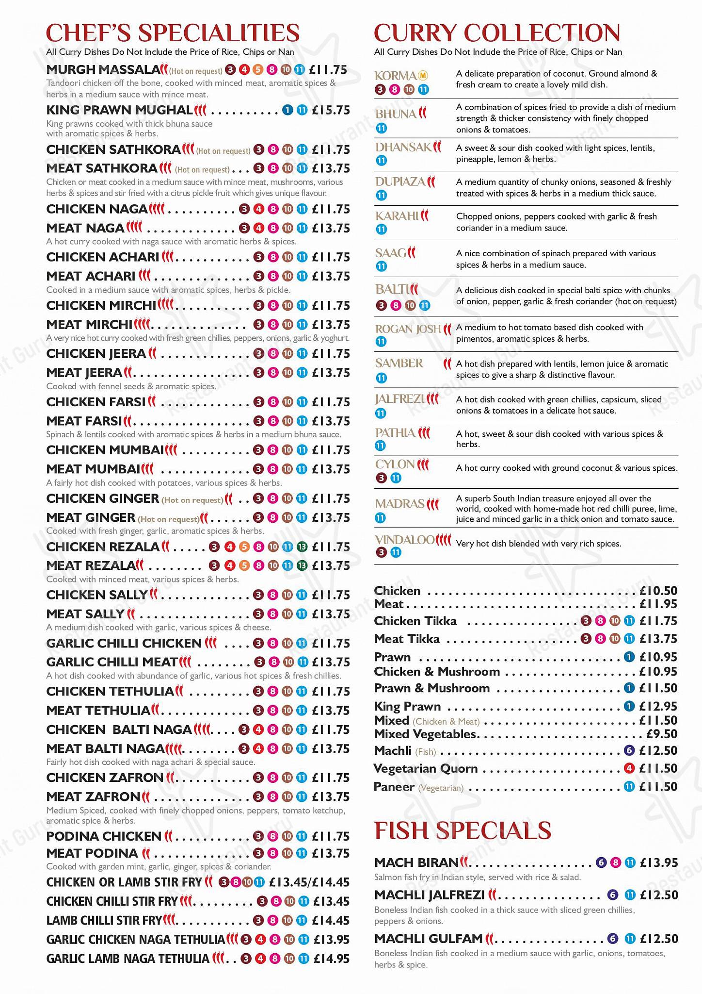 Menu at Little Indian Chef restaurant, Llanddulas