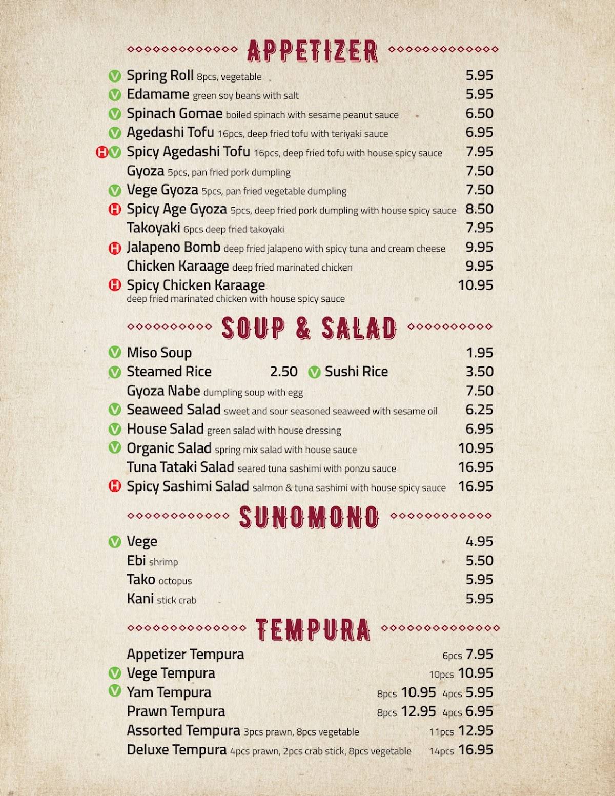 Menu at Little Mountain Sushi restaurant, Chilliwack