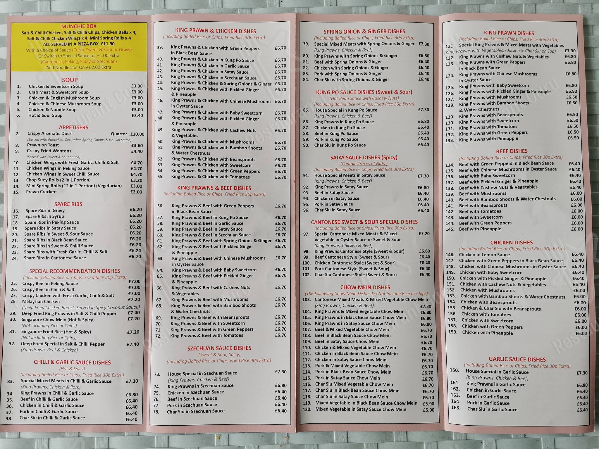 Menu at New Loon Wah fast food, Prudhoe