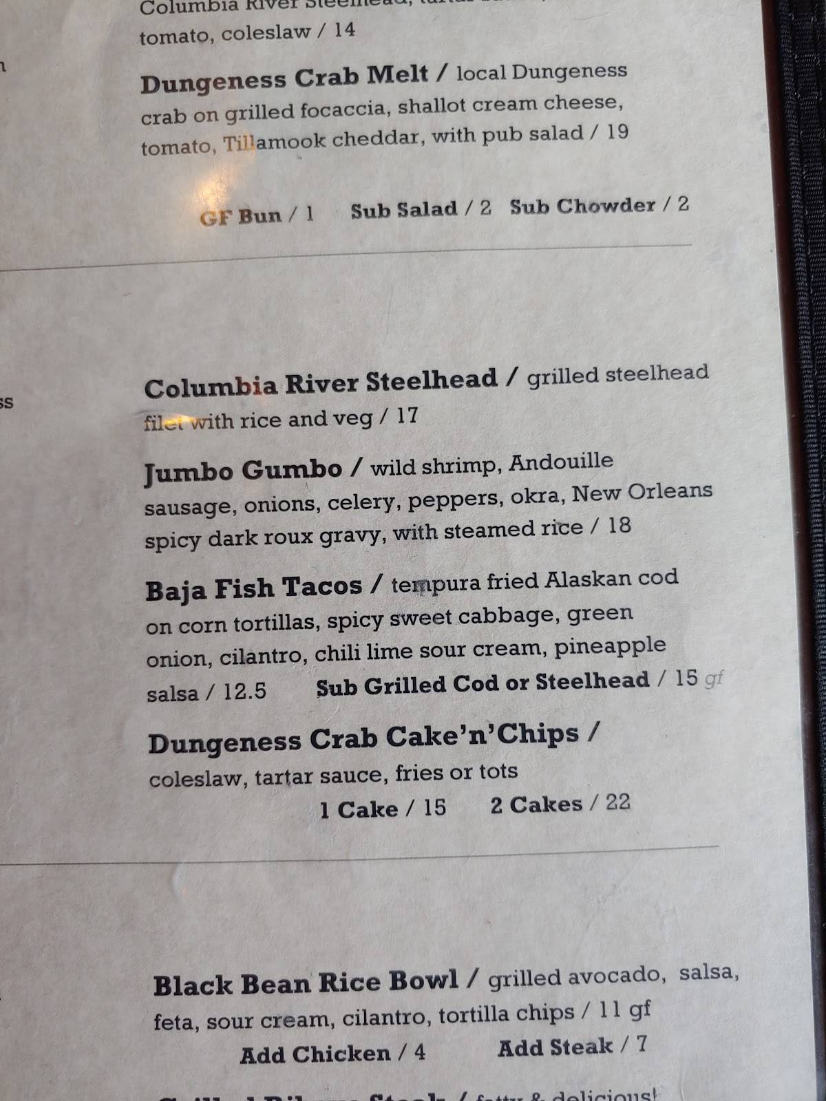 Menu at Lost Roo pub & bar, Long Beach