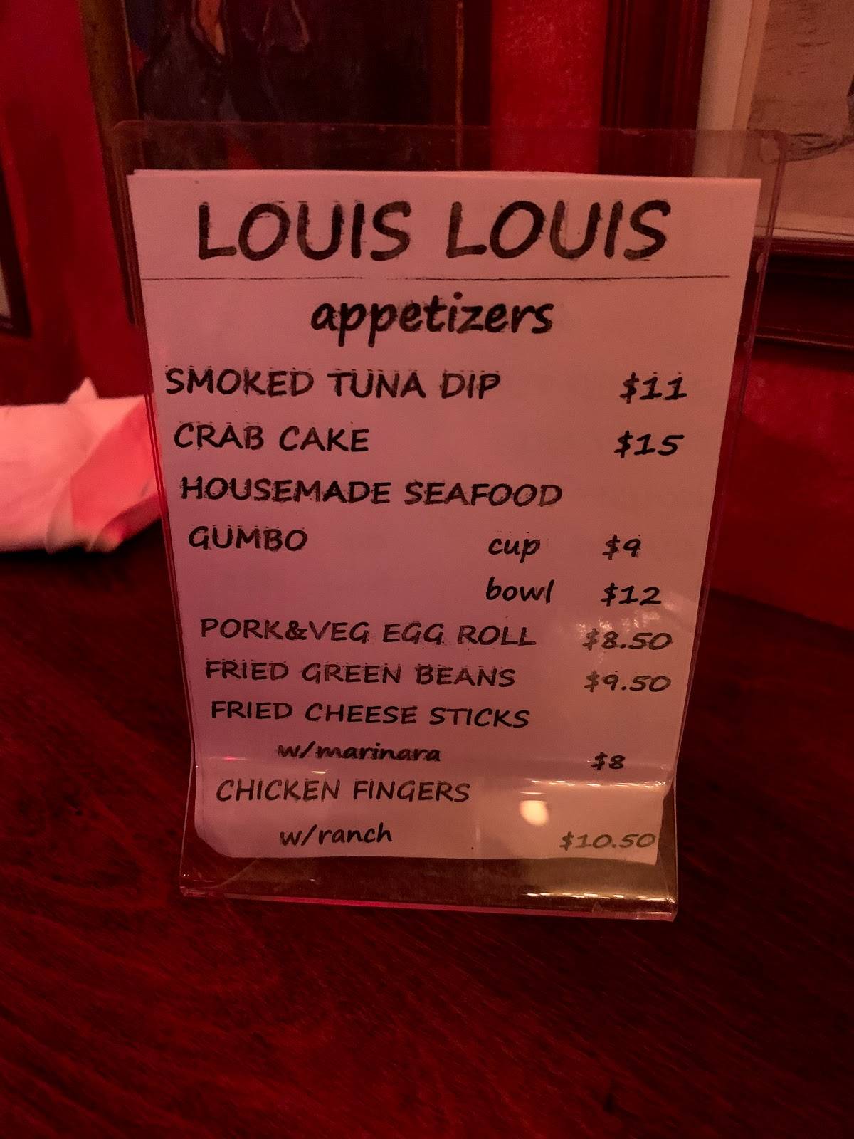 Menu at Louis Louis restaurant, Santa Rosa Beach
