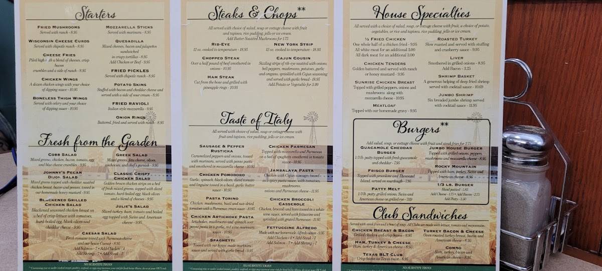 Menu at Sunrise Family Restaurant, Loves Park, N Alpine Rd