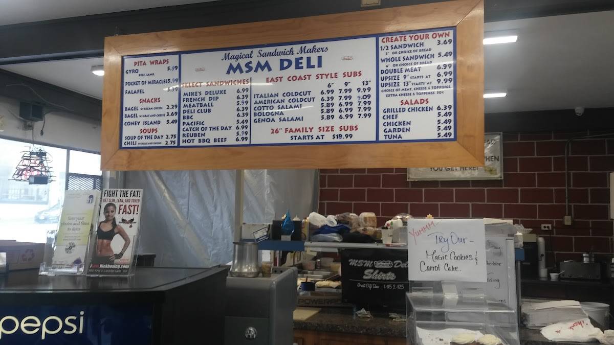 Menu at MSM Deli restaurant, Tacoma