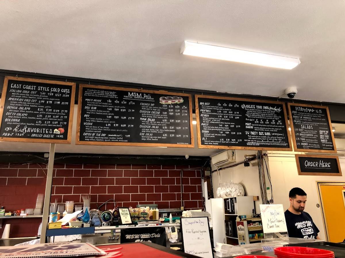 Menu at MSM Deli restaurant, Tacoma