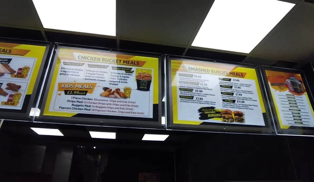 Menu at Shake Bee restaurant, Manchester