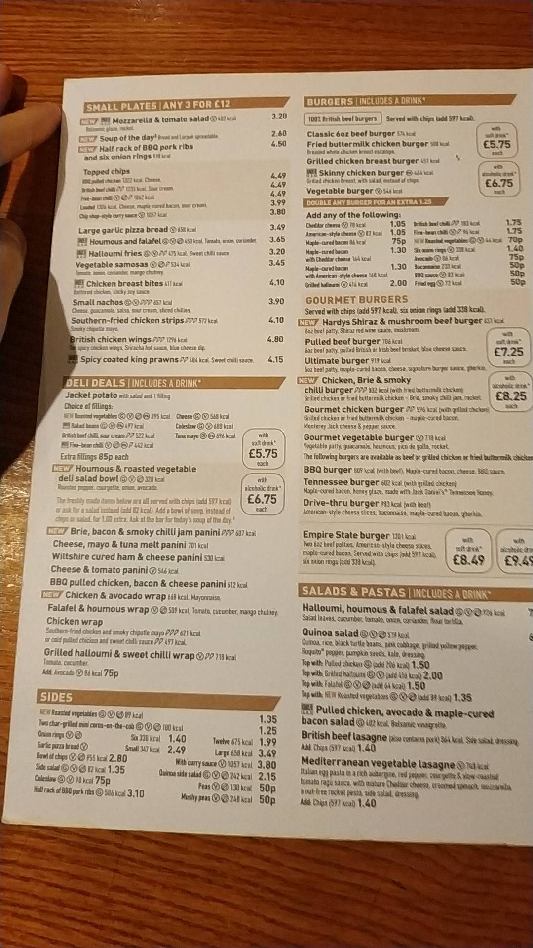 Menu at Wetherspoons pub & bar, Manchester, Piccadilly House