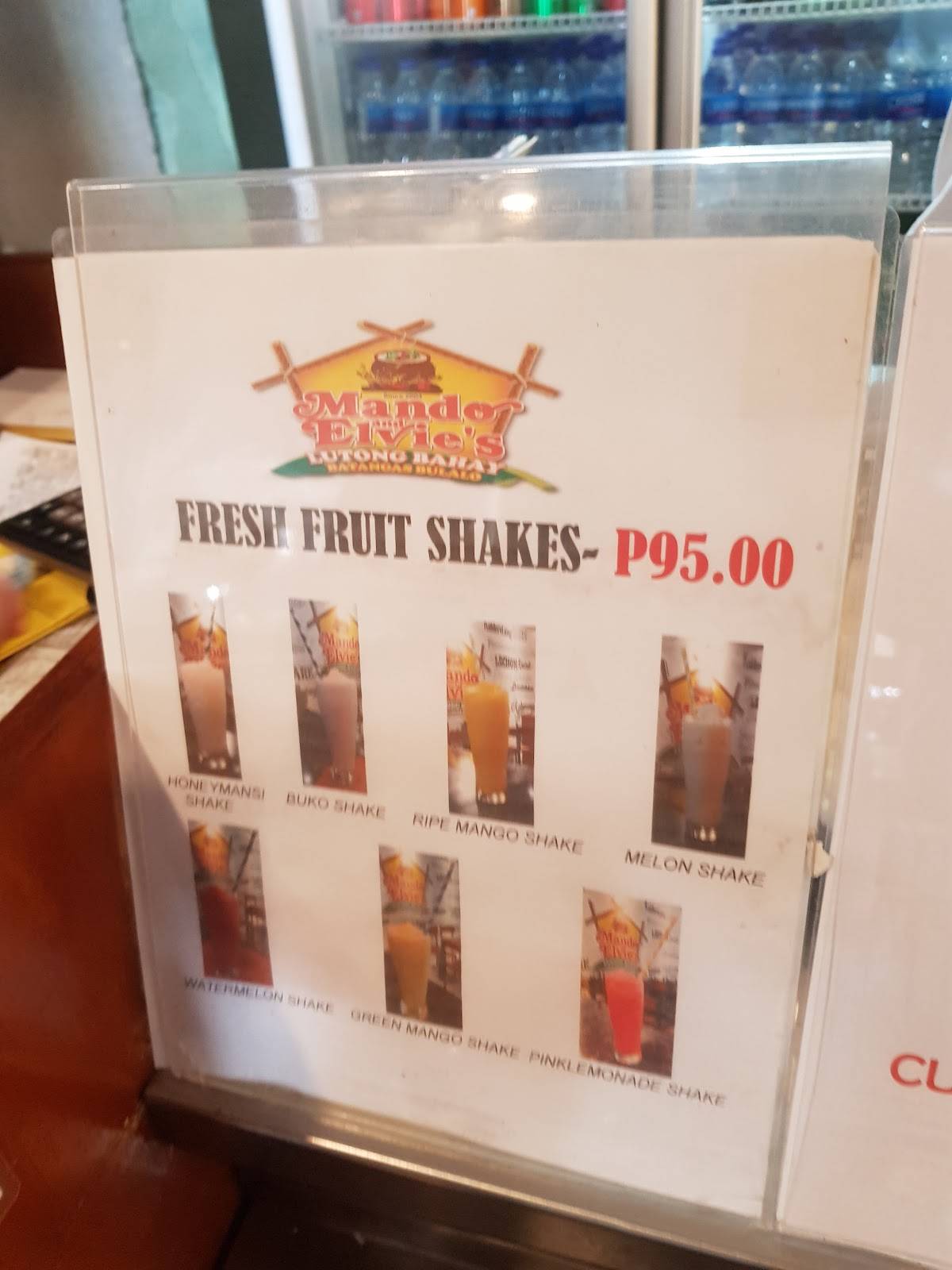 Menu at Mando And Elvie's Lutong Bahay restaurant, Santo Tomas