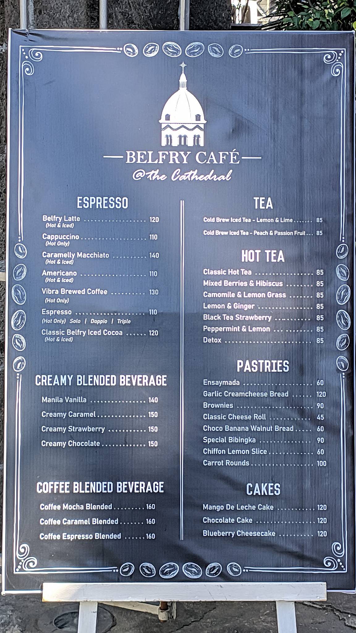 Carta de Belfry Café, Manila