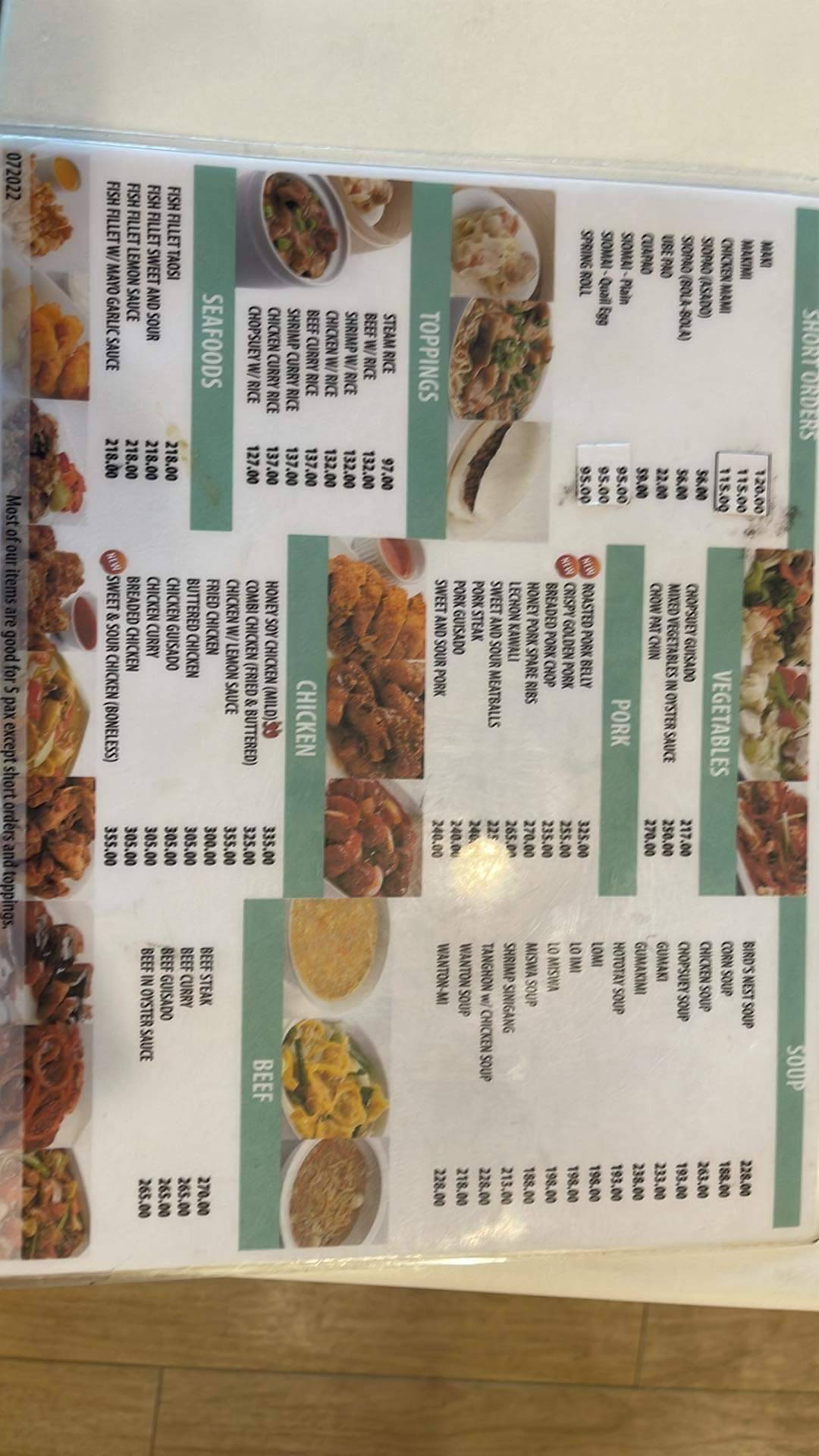 Menu at Manila Foodshoppe restaurant, Mandaue City, 8WFM+RVM