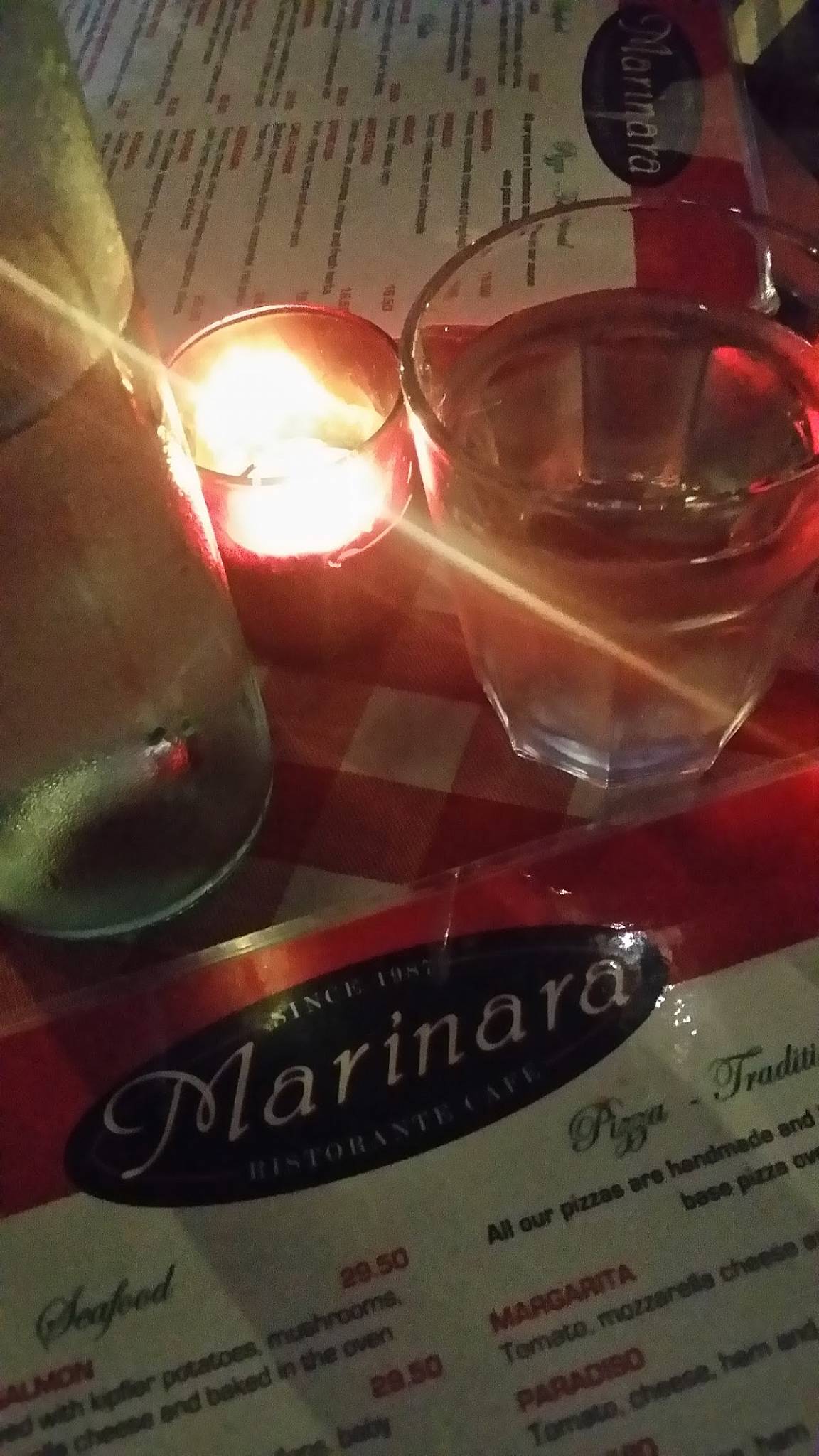 Menu at Marinara Trattoria restaurant, Paddington