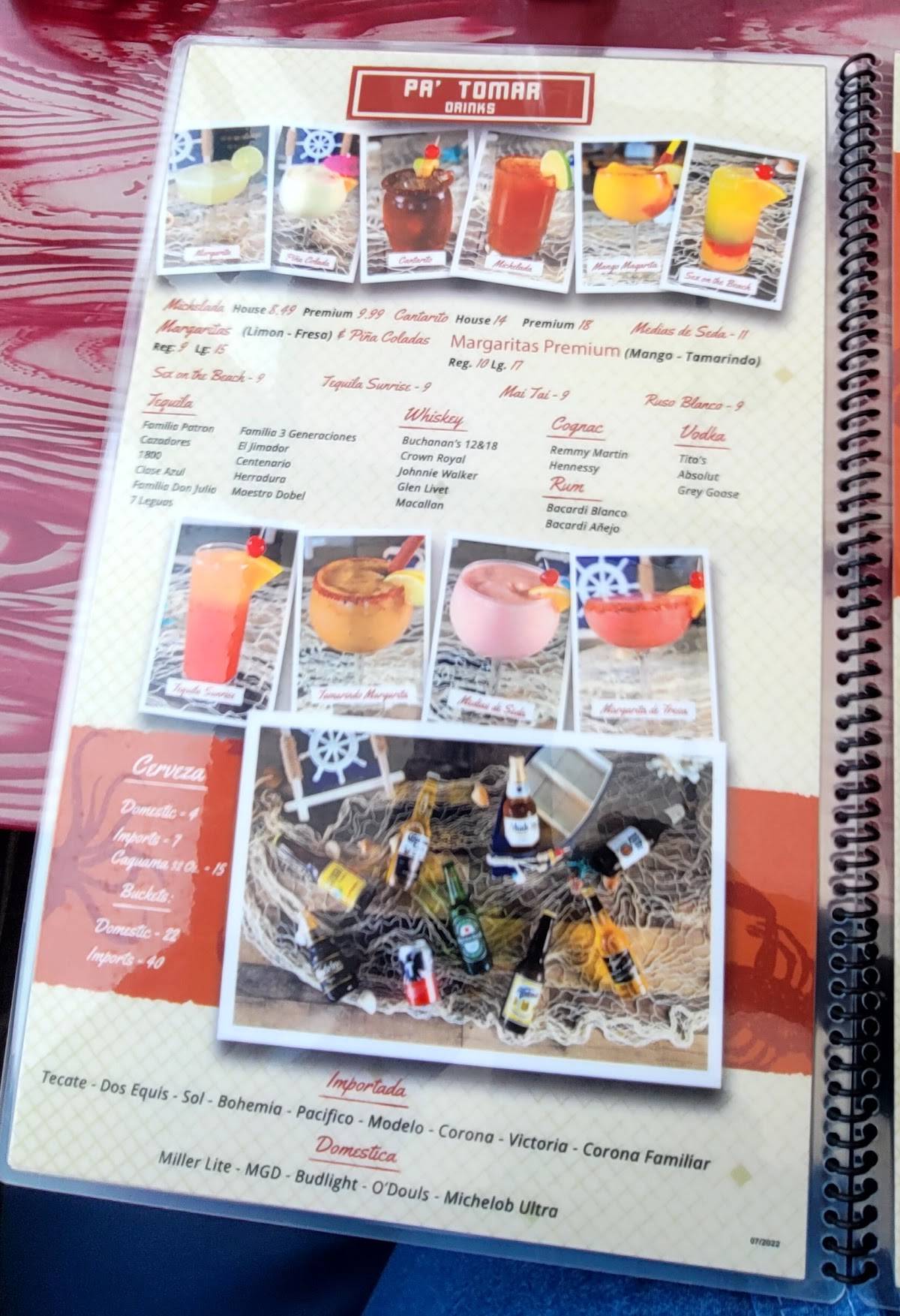 Menu at Mariscos Miramar restaurant, Villa Park, 31 North Ave