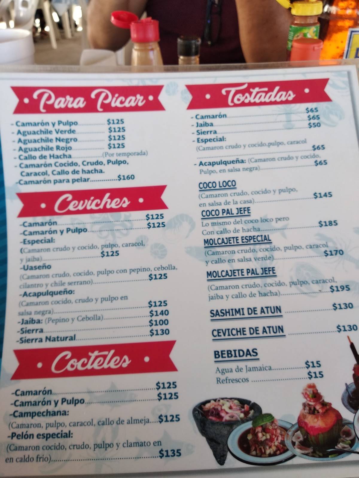 Carta del restaurante Mariscos Real Pacífico, Mazatlán