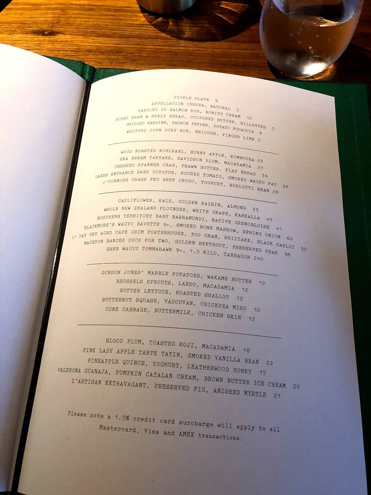 Menu at Matilda 159 Domain restaurant, South Yarra