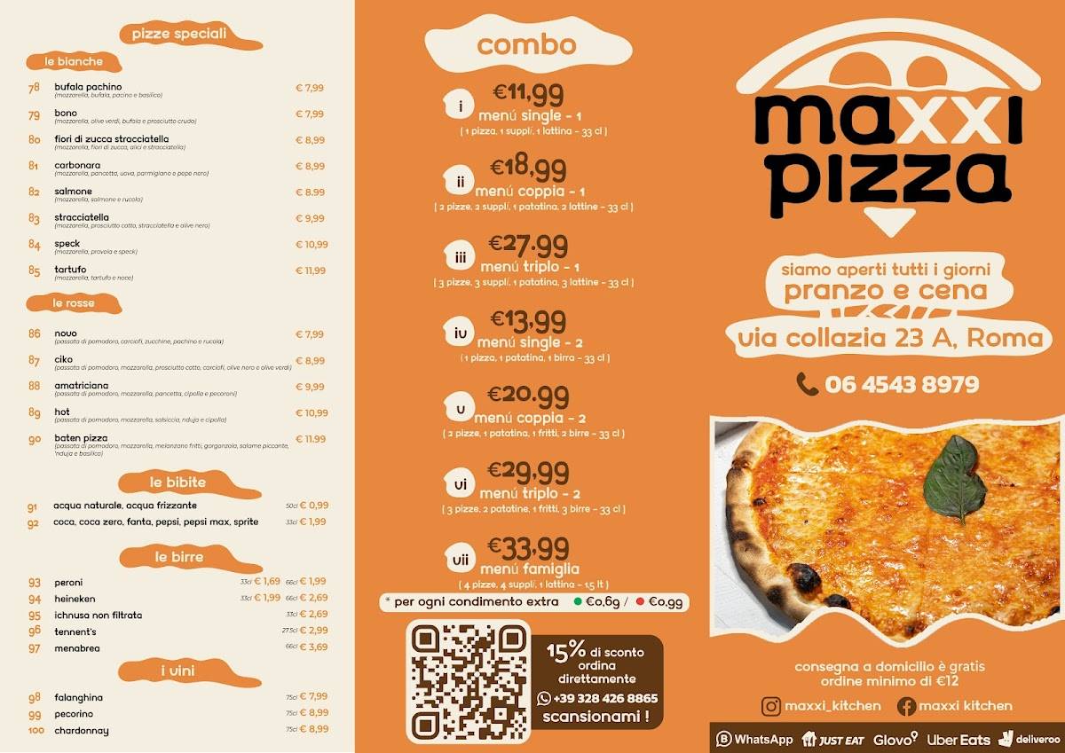Menu da Maxxi Pizzeria, Roma
