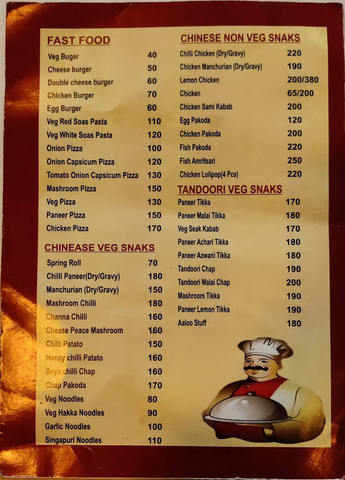 Menu at Mehfil Family Restaurant, Kashipur