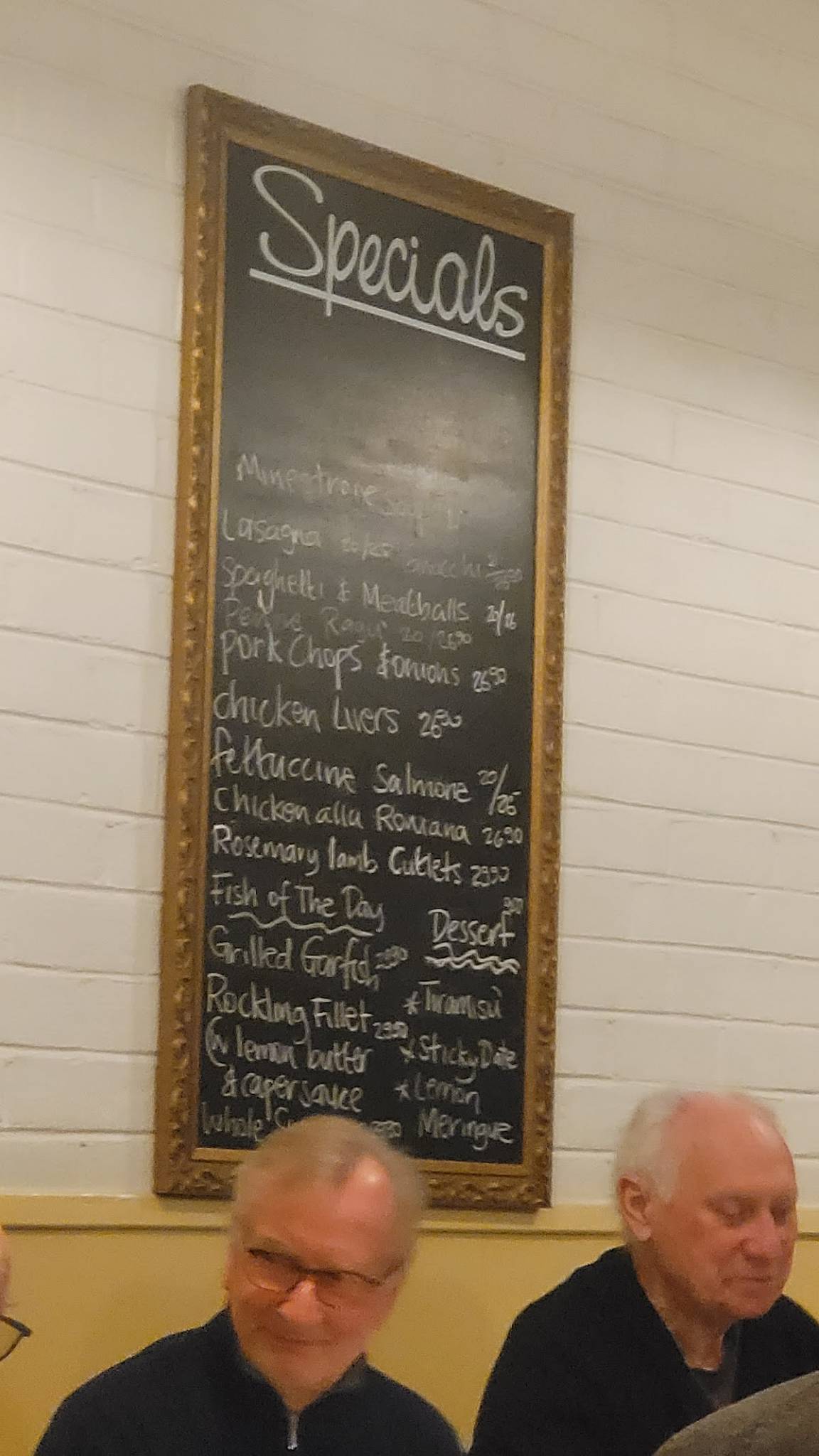 Menu at Maria's Trattoria restaurant, North Melbourne