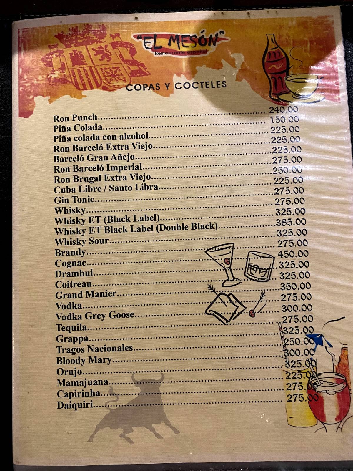 Menu at Meson Spanish Restaurant, Juan Dolio