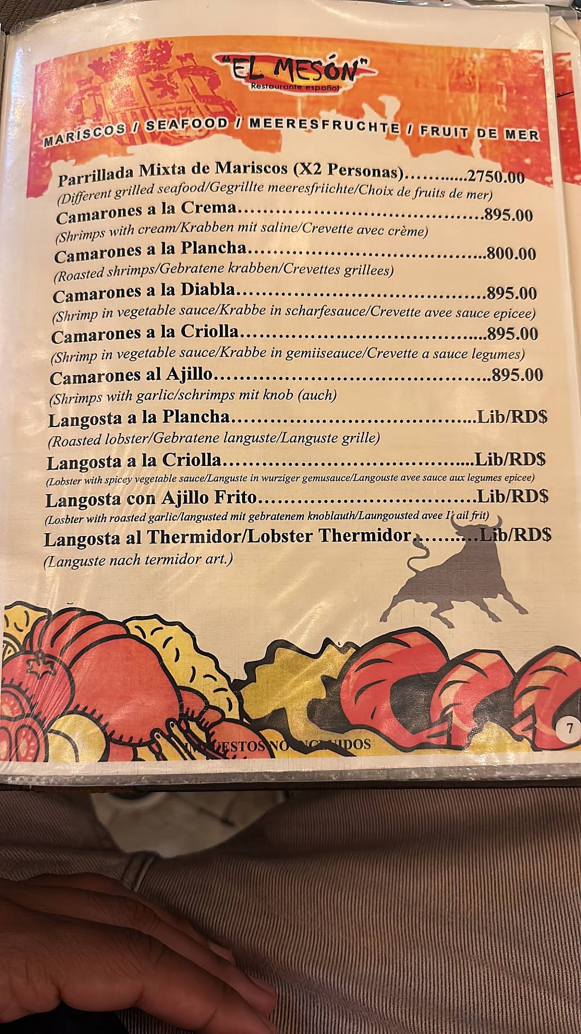 Menu at Meson Spanish Restaurant, Juan Dolio