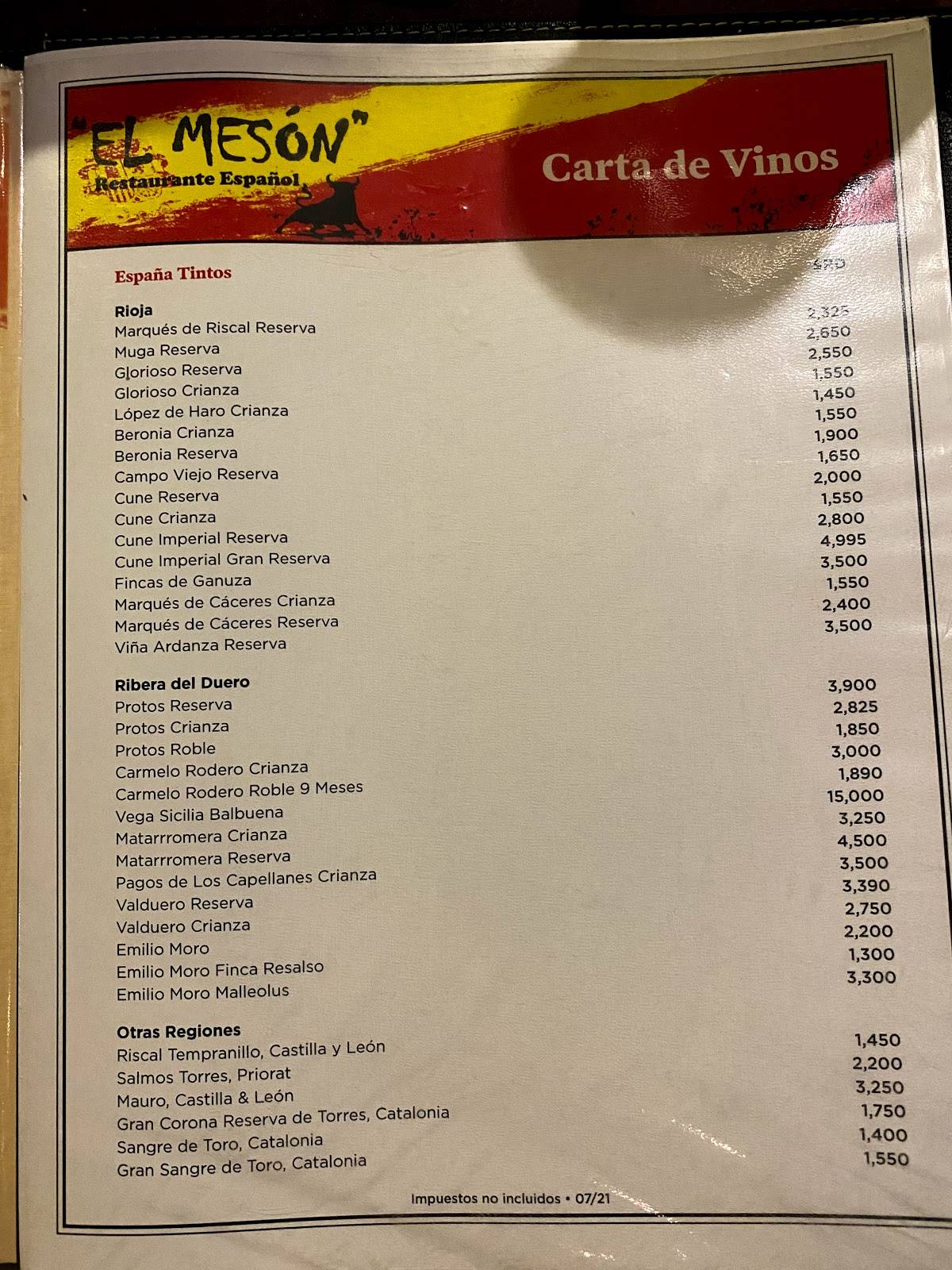 Menu at Meson Spanish Restaurant, Juan Dolio