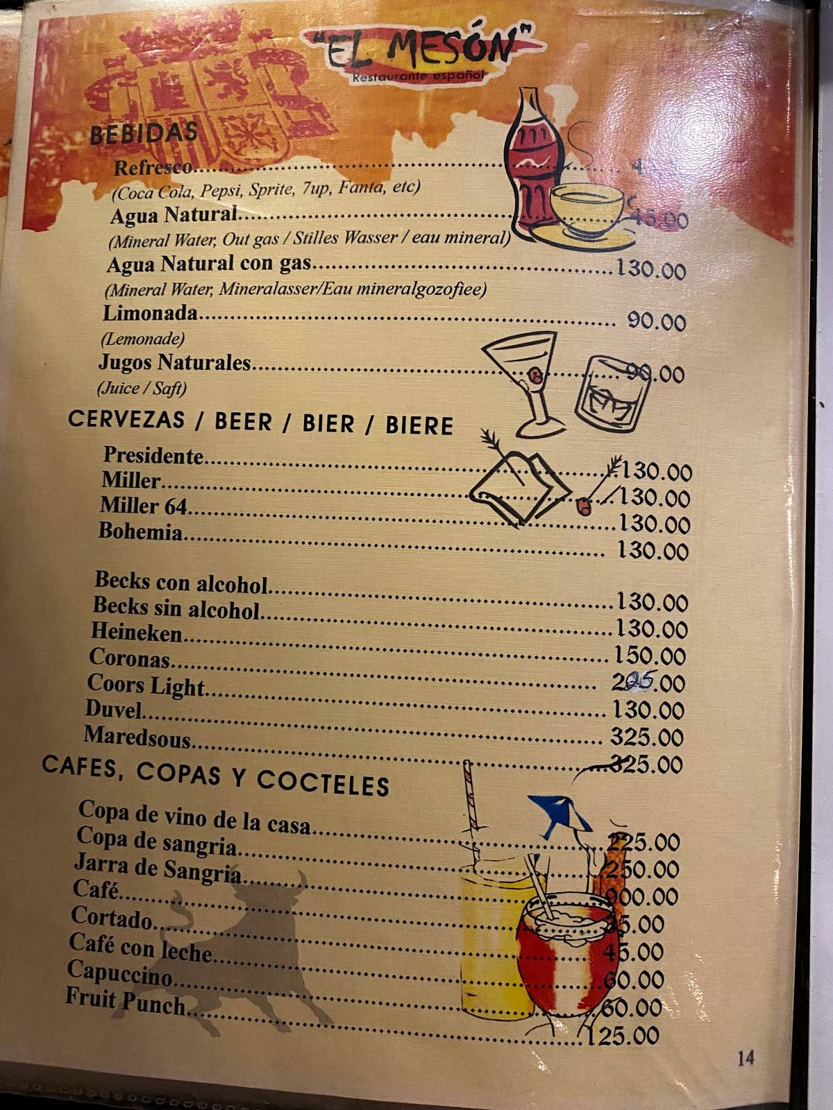 Menu at Meson Spanish Restaurant, Juan Dolio
