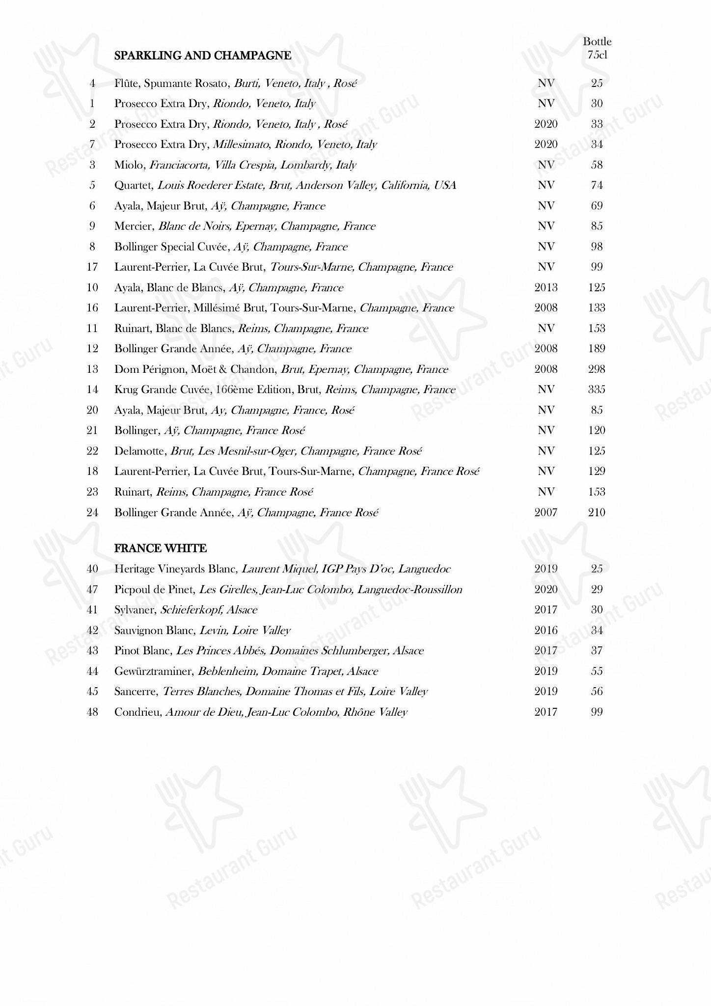 Menu at The Clockspire Restaurant, Sherborne