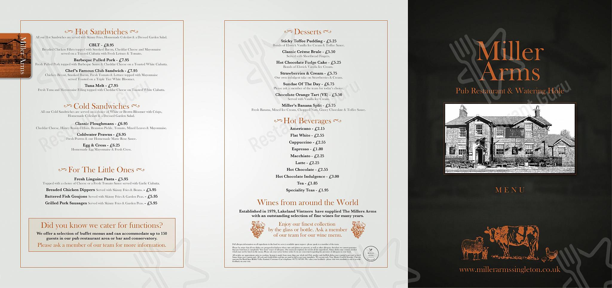 Menu at The Miller Arms pub & bar, Poulton-le-Fylde, The Village