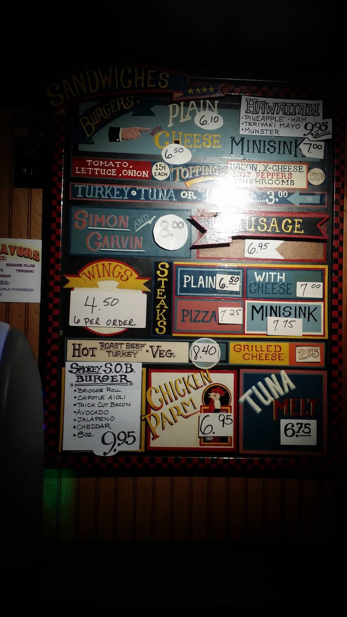 Menu at Minisink Hotel pub & bar, Minisink Hills