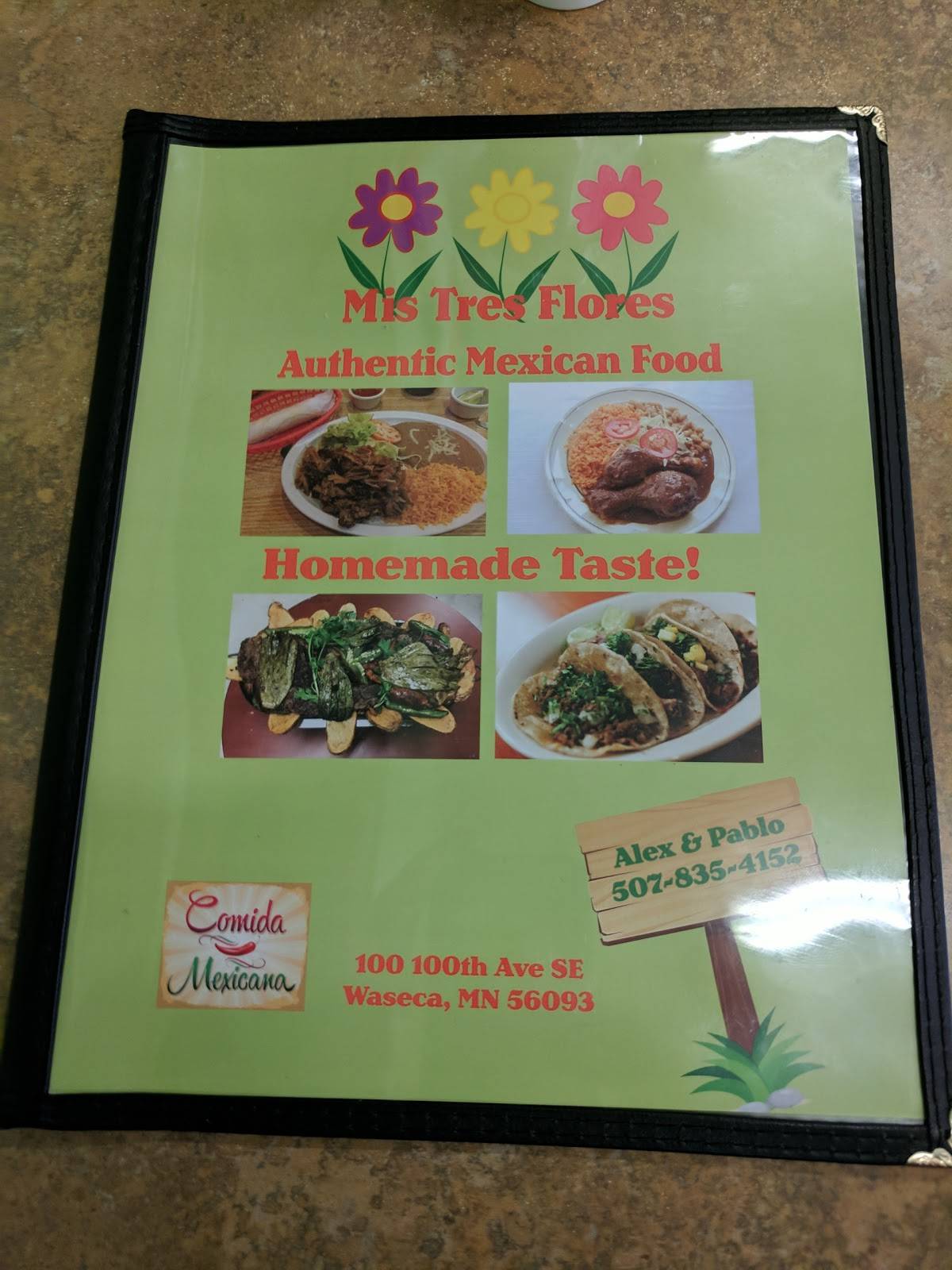 Menu at Mis Tres Flores restaurant, Waseca