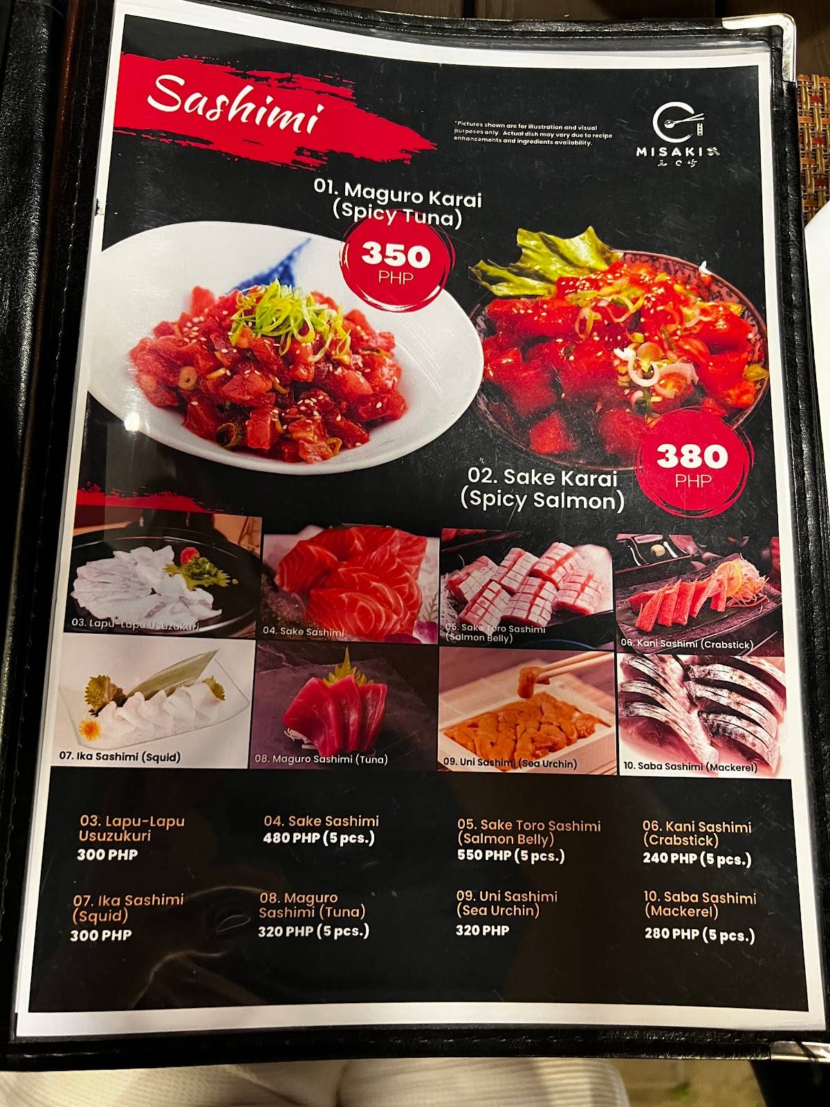 Menu at Misaki Bistro restaurant, Makati