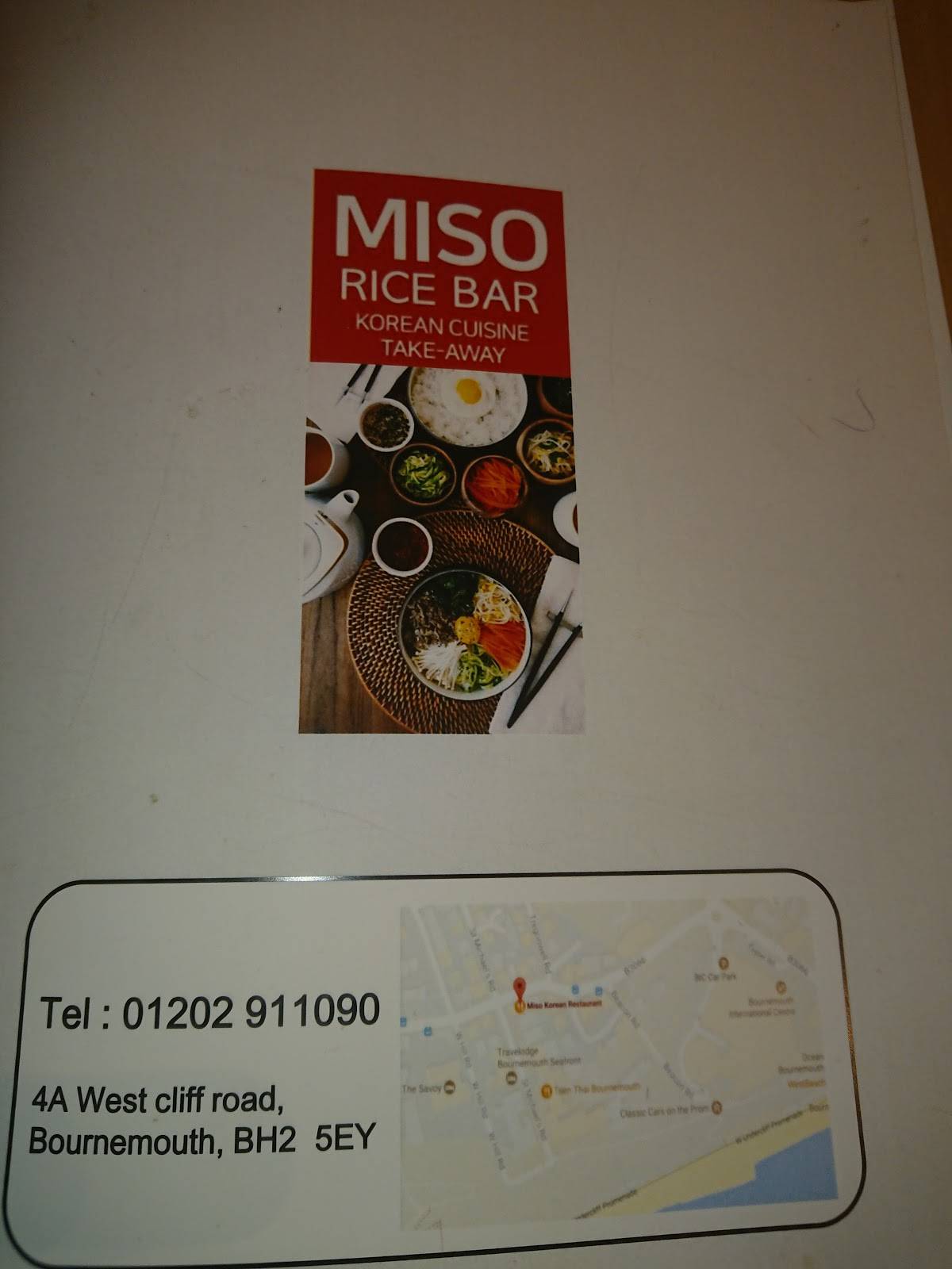 Menu at Miso Korean Restaurant, Bournemouth