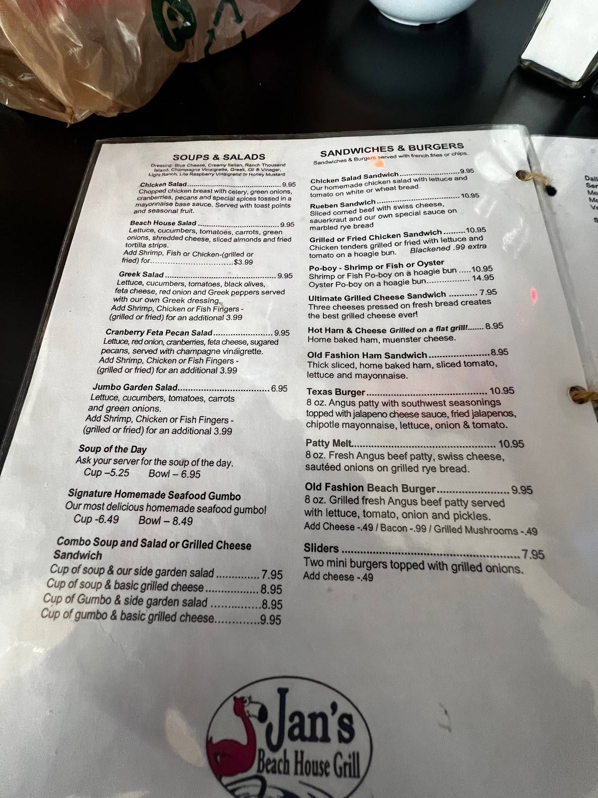 Menu at Jan's Beach House Grill desserts, Montgomery