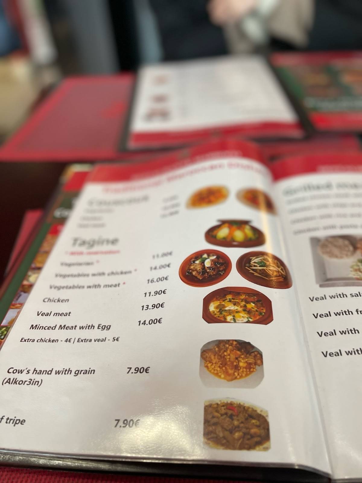 Menu at Moroccan Restaurant, Porto