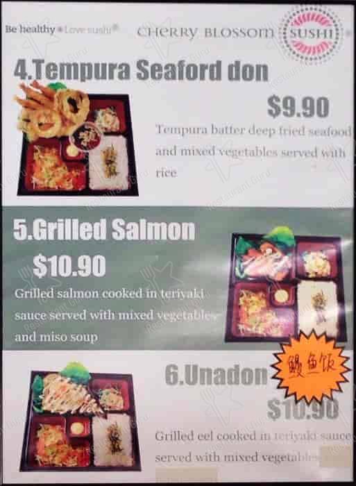 Menu at Cherry Blossom Sushi restaurant, Morphett Vale