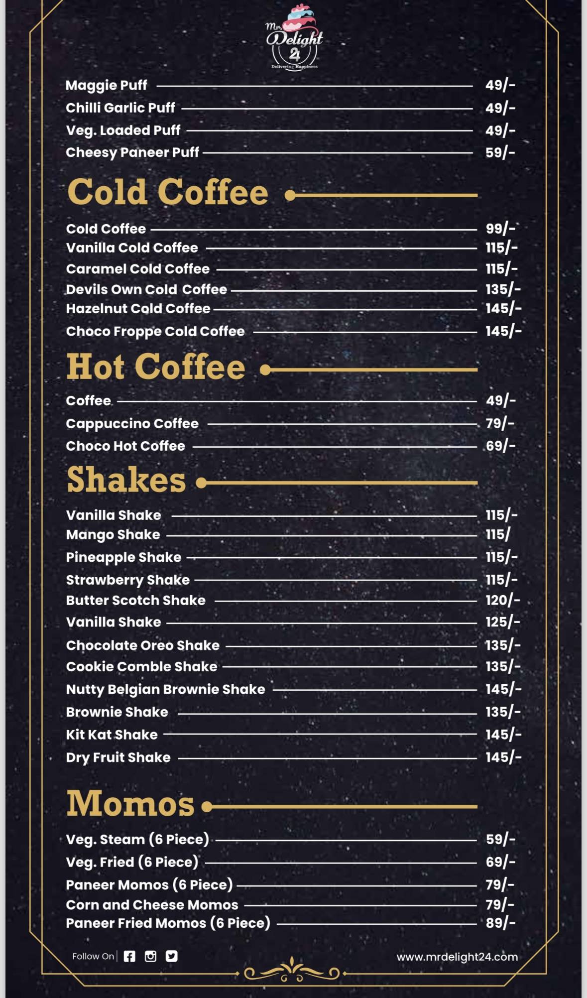Menu at Mr Delight 24 Café & Bakery #Best Bakery and Cafe, Unnao