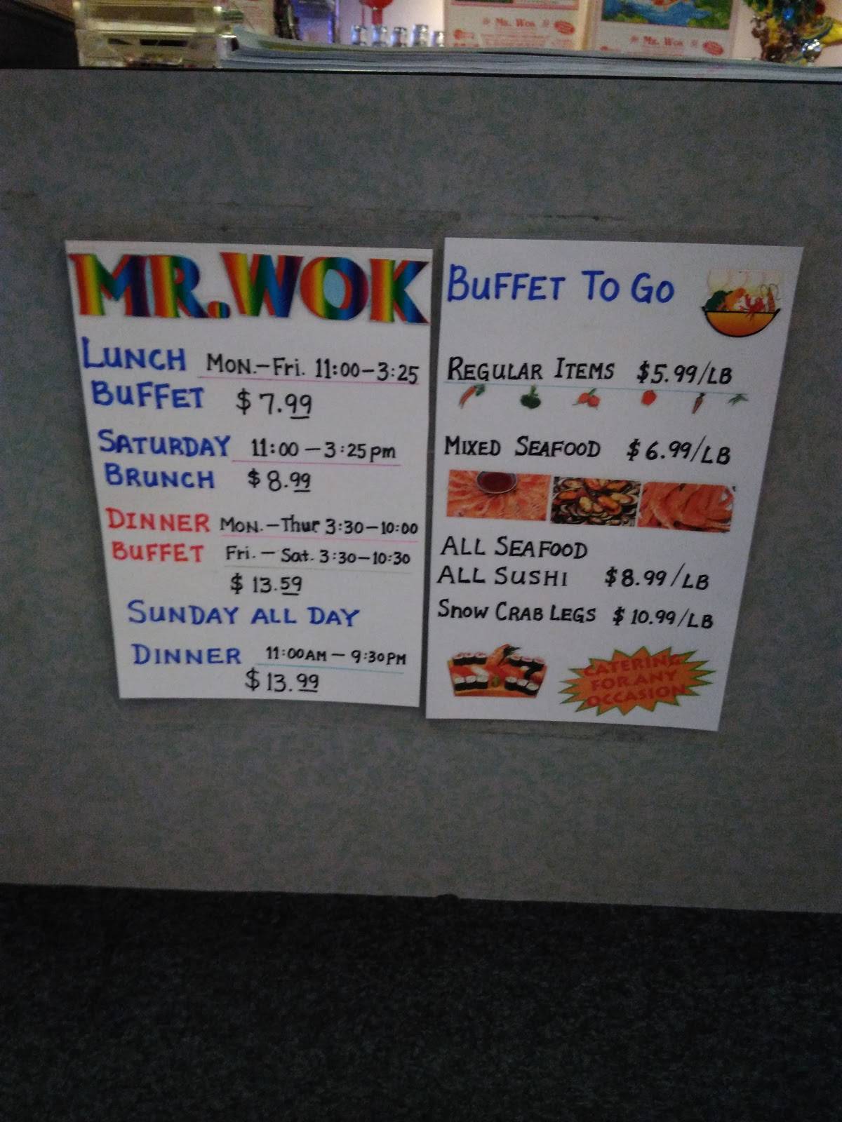 Menu at Mr Wok Chinese Buffet restaurant, Waterbury, 910 Wolcott St