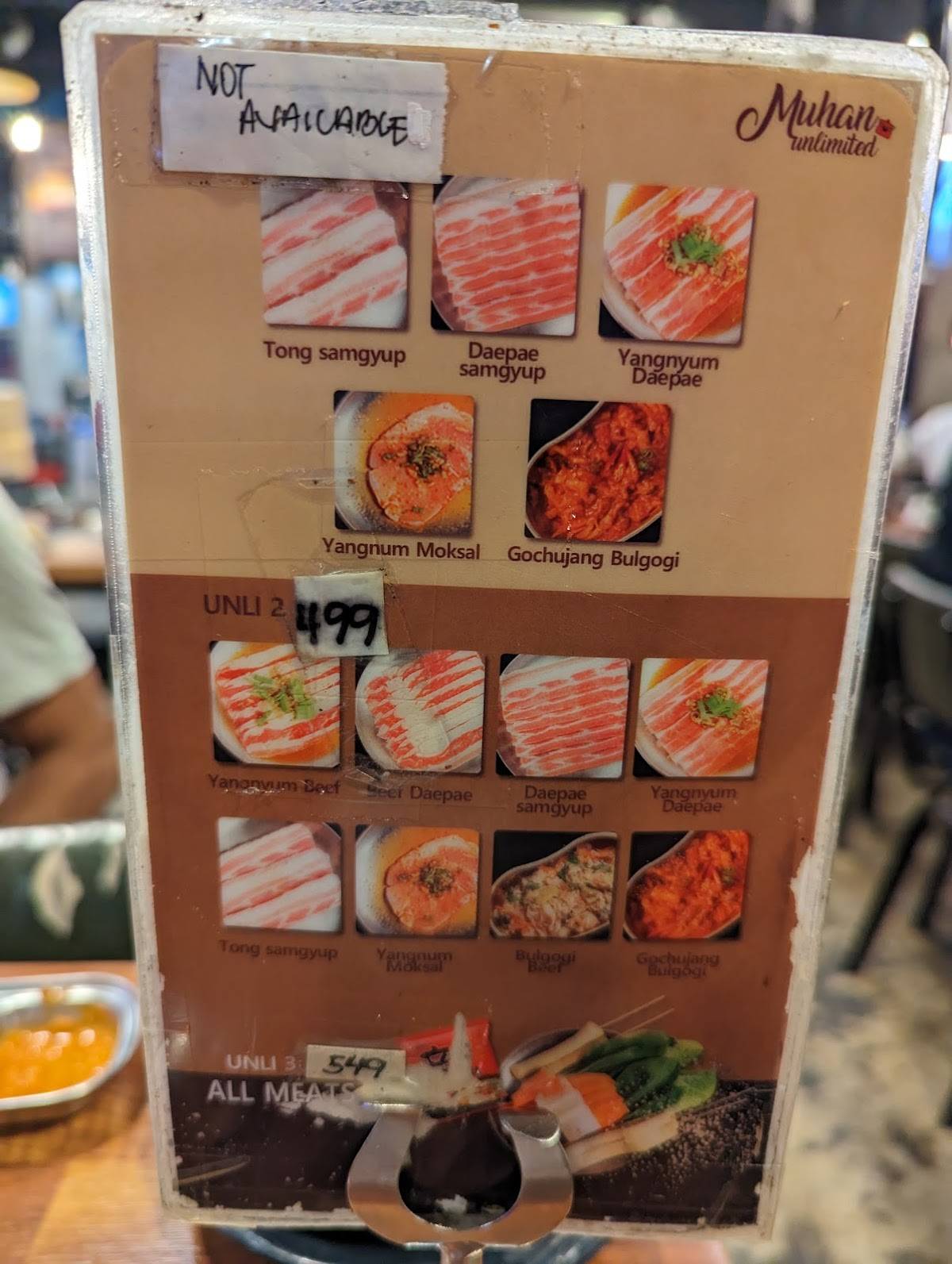 Menu at Muhan Samgyupsal 무한삼겹살 restaurant, Makati